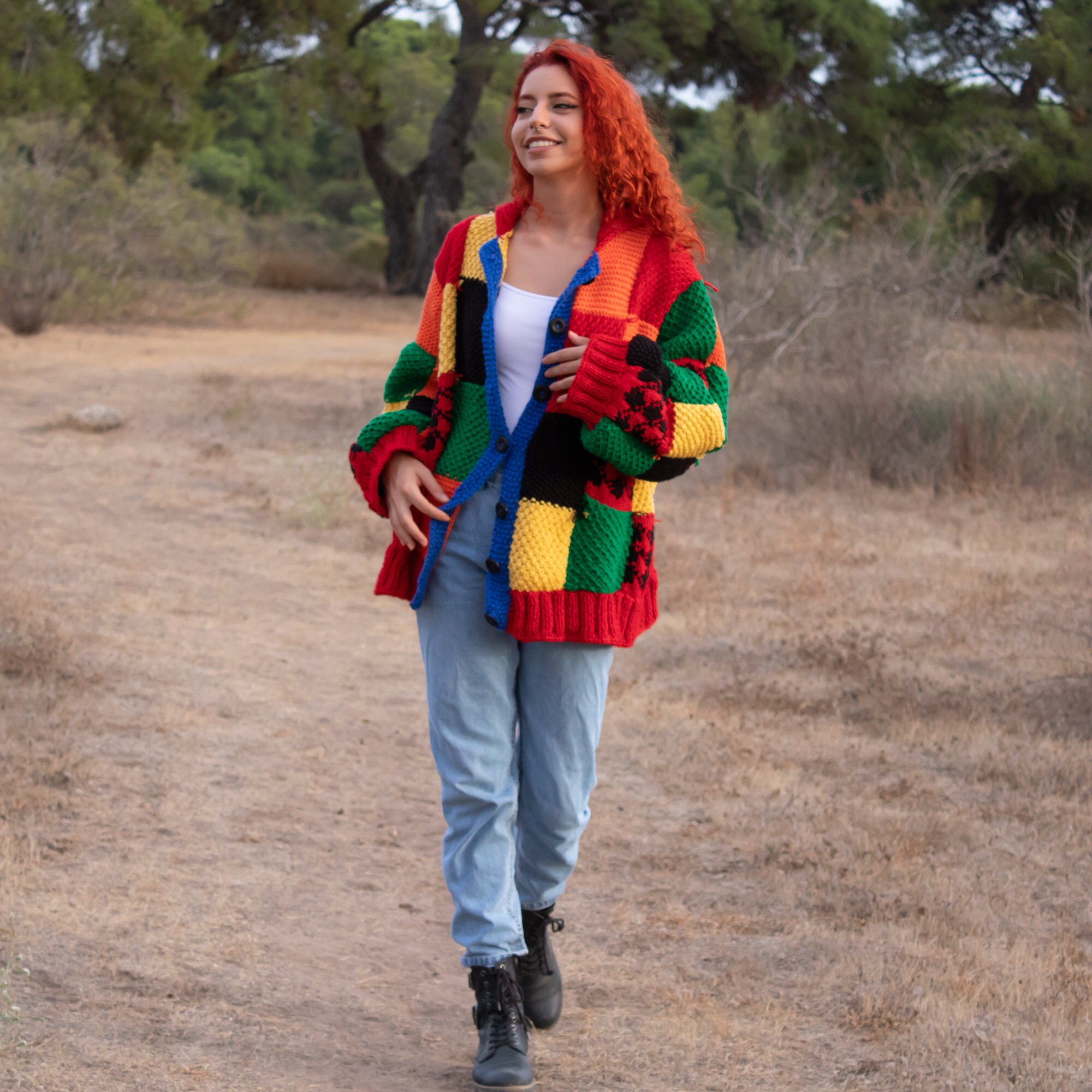 Harry Styles Inspired Cardigan Colour Block Patchwork - Etsy Canada