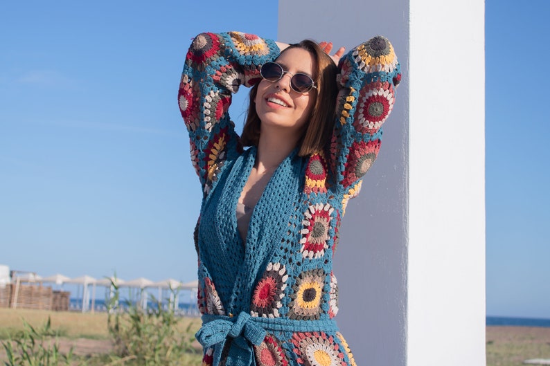 Women's Boho Cardigan Long Patchwork Cardigan Cotton | Etsy