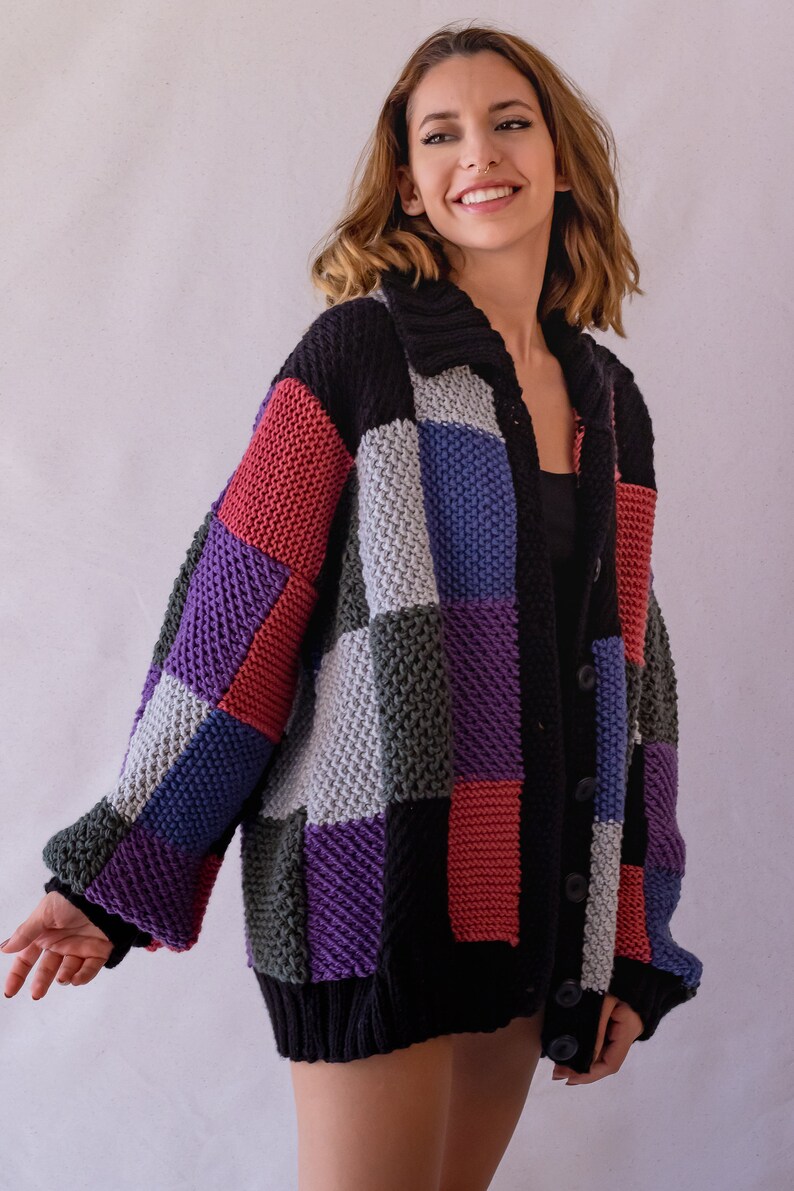 Harry Styles Inspired Cardigan Colour Block Patchwork | Etsy