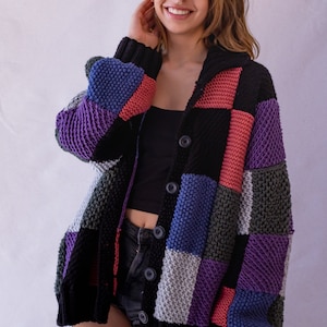 Harry Styles Inspired Cardigan, Colour Block Patchwork Cardigan ...