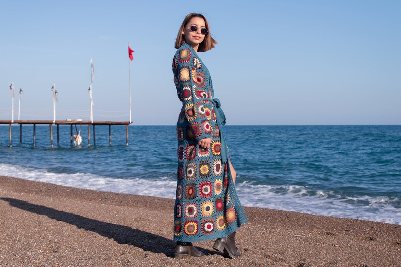 Women's Boho Cardigan Long Patchwork Cardigan Cotton | Etsy