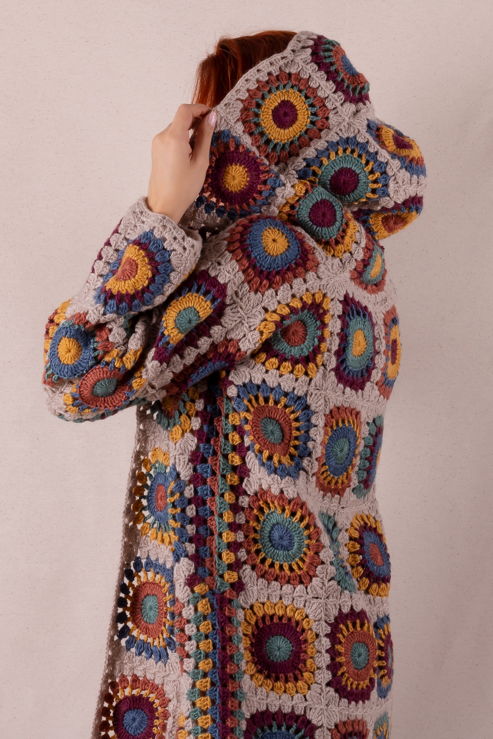 Boho Crochet Cardigan Granny Square Cardigan Wool Afghan | Etsy