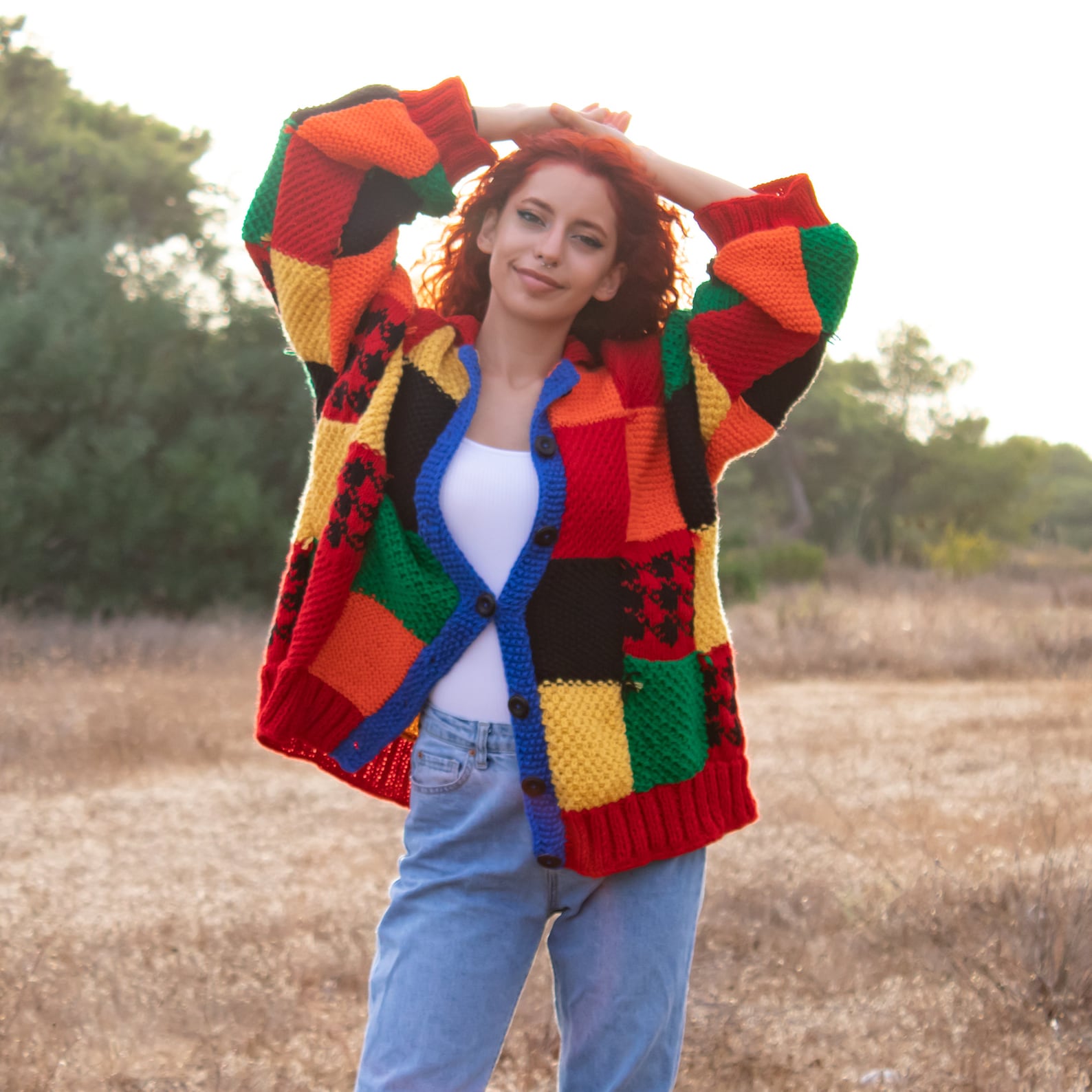 Harry Styles Inspired Cardigan Colour Block Patchwork | Etsy