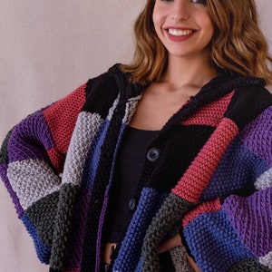 Harry Styles Inspired Cardigan, Colour Block Patchwork Cardigan ...