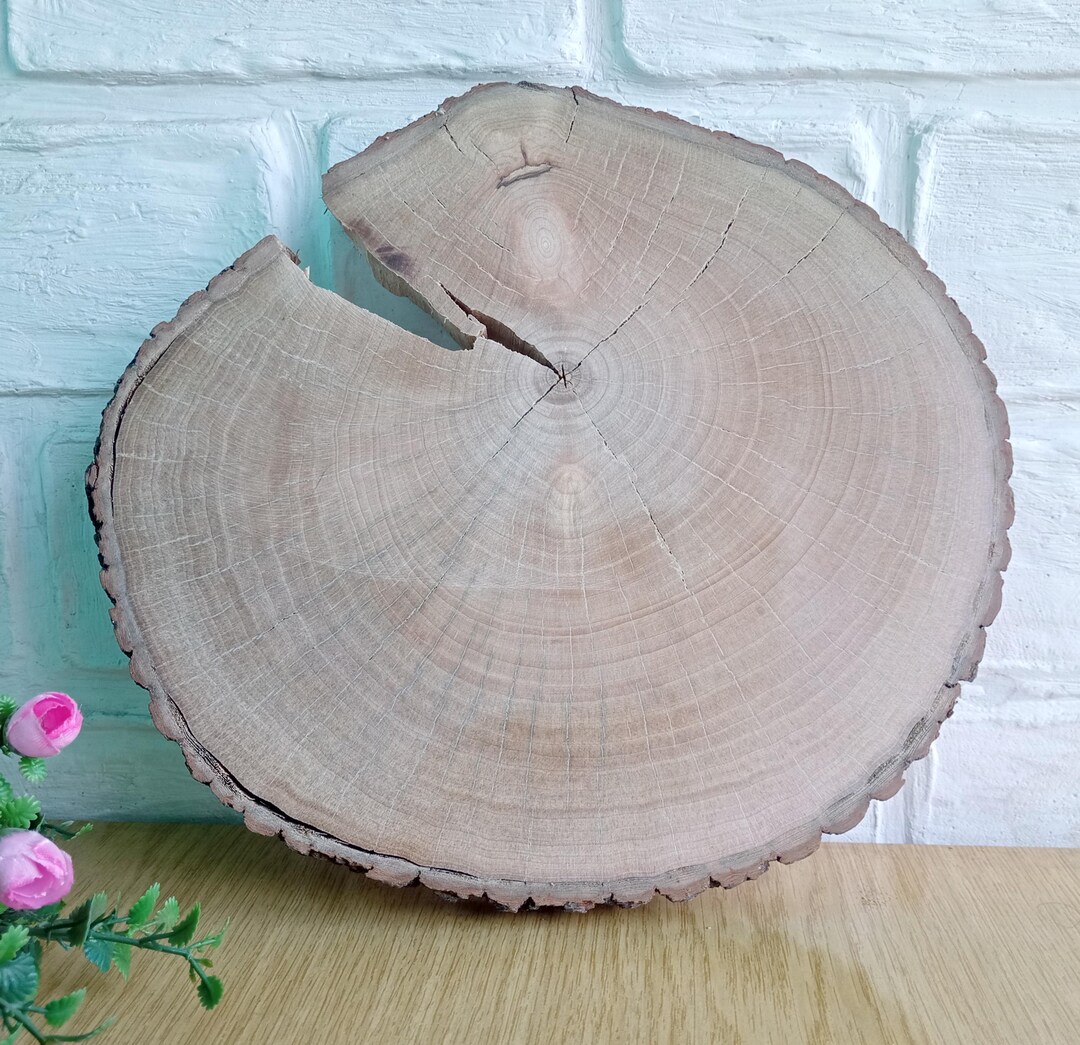 10" Large Wood Slab Wood Cake Base Rustic Cake Stand Wood Stump Cake ...