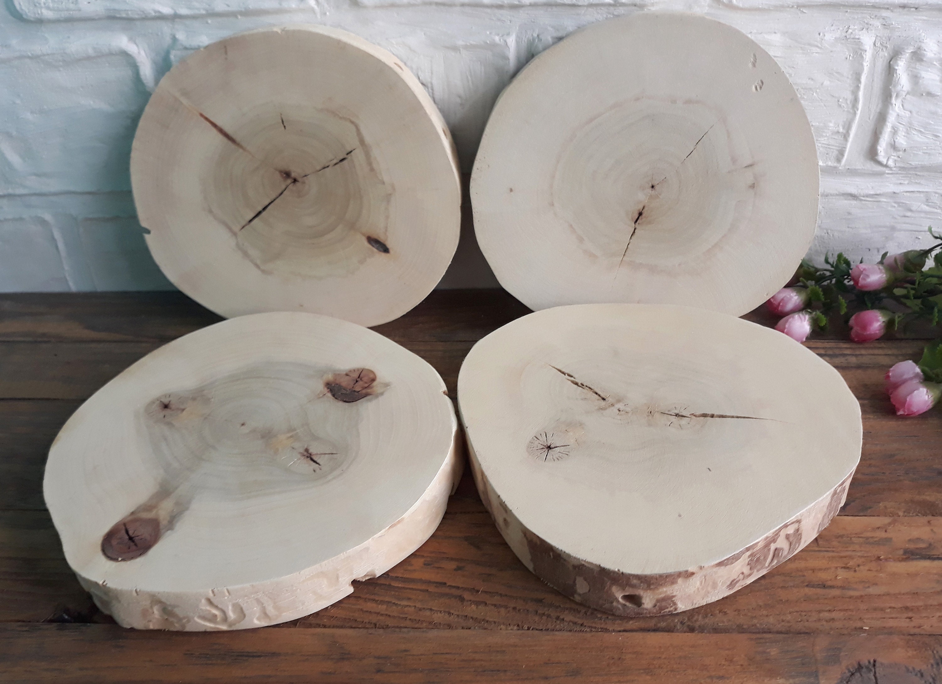 7.09 Wood slab cake base Wood stump Cake holder Hardwood | Etsy