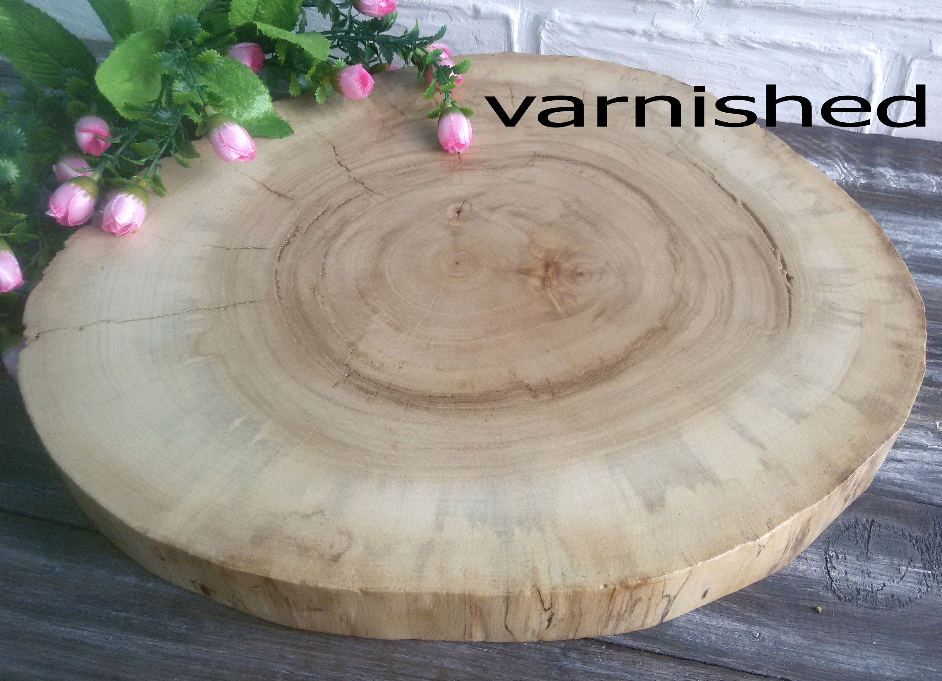 7.09 Wood slab cake base Wood stump Cake holder Hardwood | Etsy