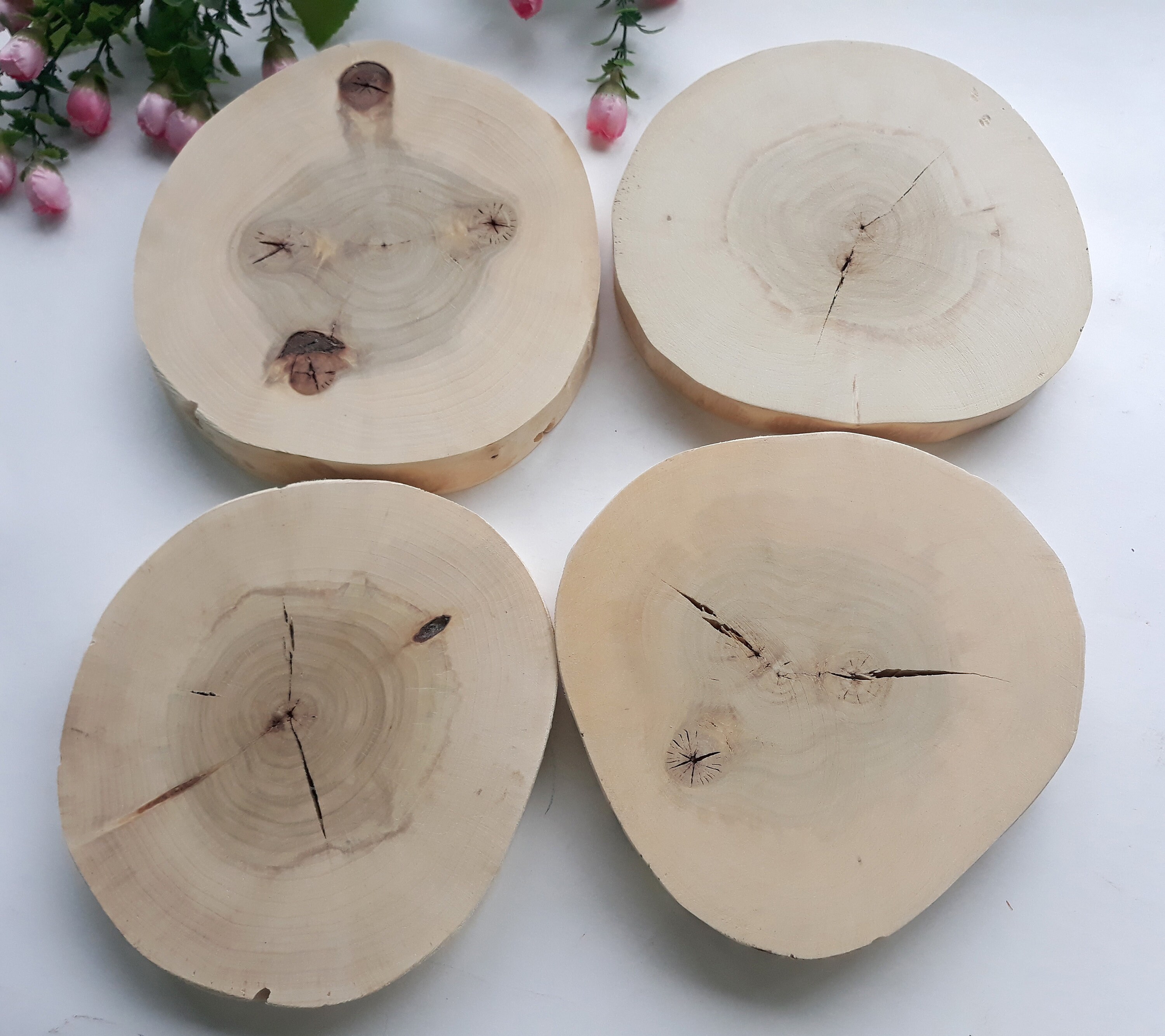 7.09 Wood slab cake base Wood stump Cake holder Hardwood | Etsy