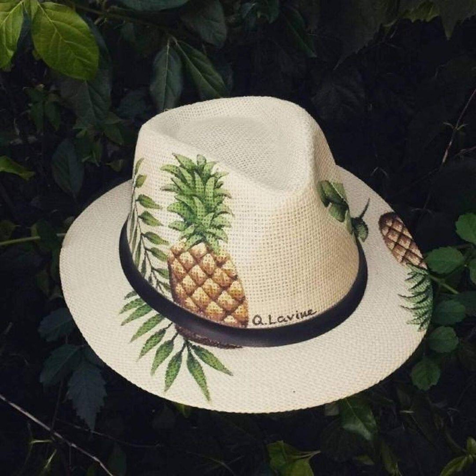 Handpainted Panama Hat, Handmade Hat, Greek Straw Hat, Beige Hat ...