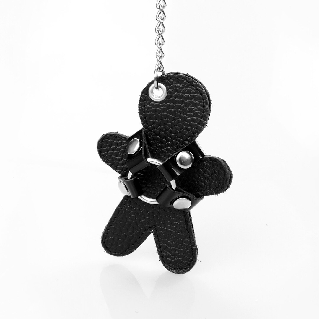 Leather Keychain, Chained Man, Real Leather Toys, Adult Gift, Handmade ...