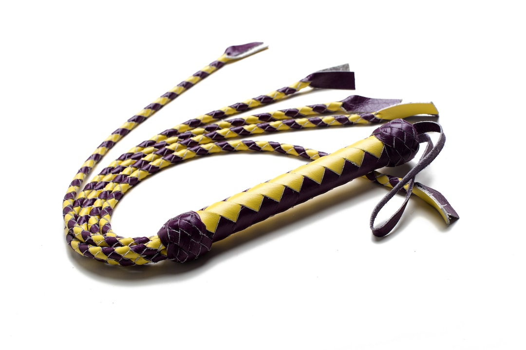 Leather Flogger Whip, Handmade Cat O Nine Style With 5 Tails, Cosplay ...