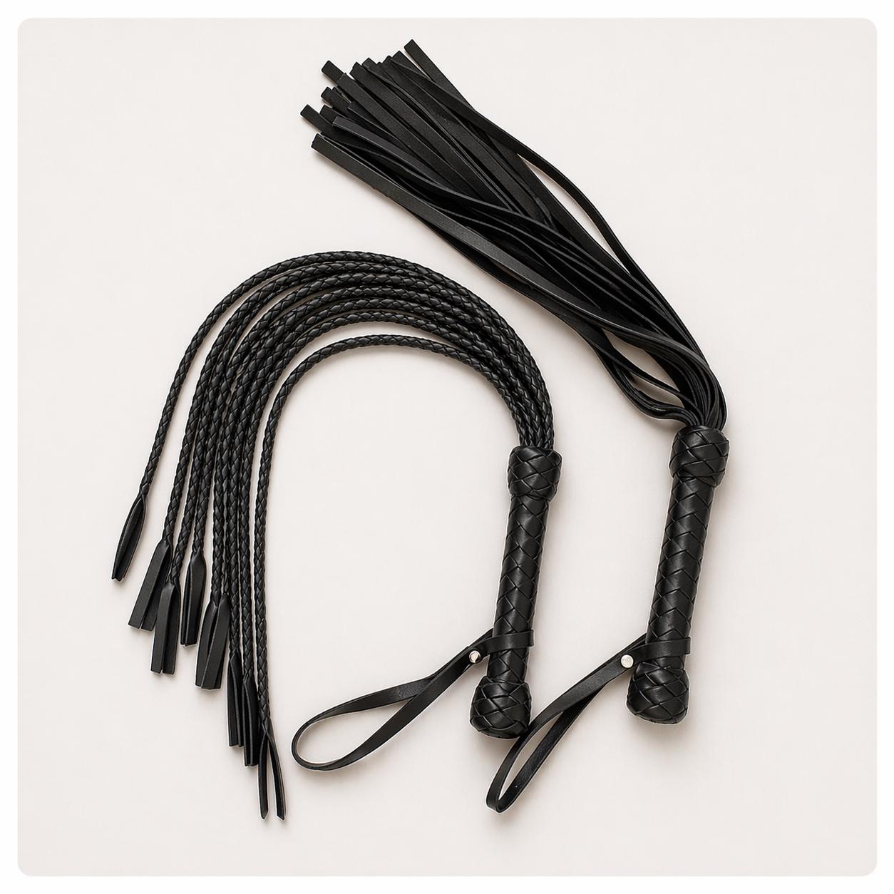 Leather Whip and Flogger Set, Riding Crop Collection, Handmade Leather ...