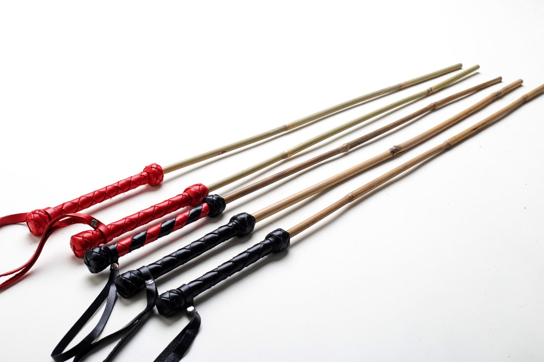 Leather Bamboo Spanking Cane – Handmade Whip With Leather Handle 29.5 ...