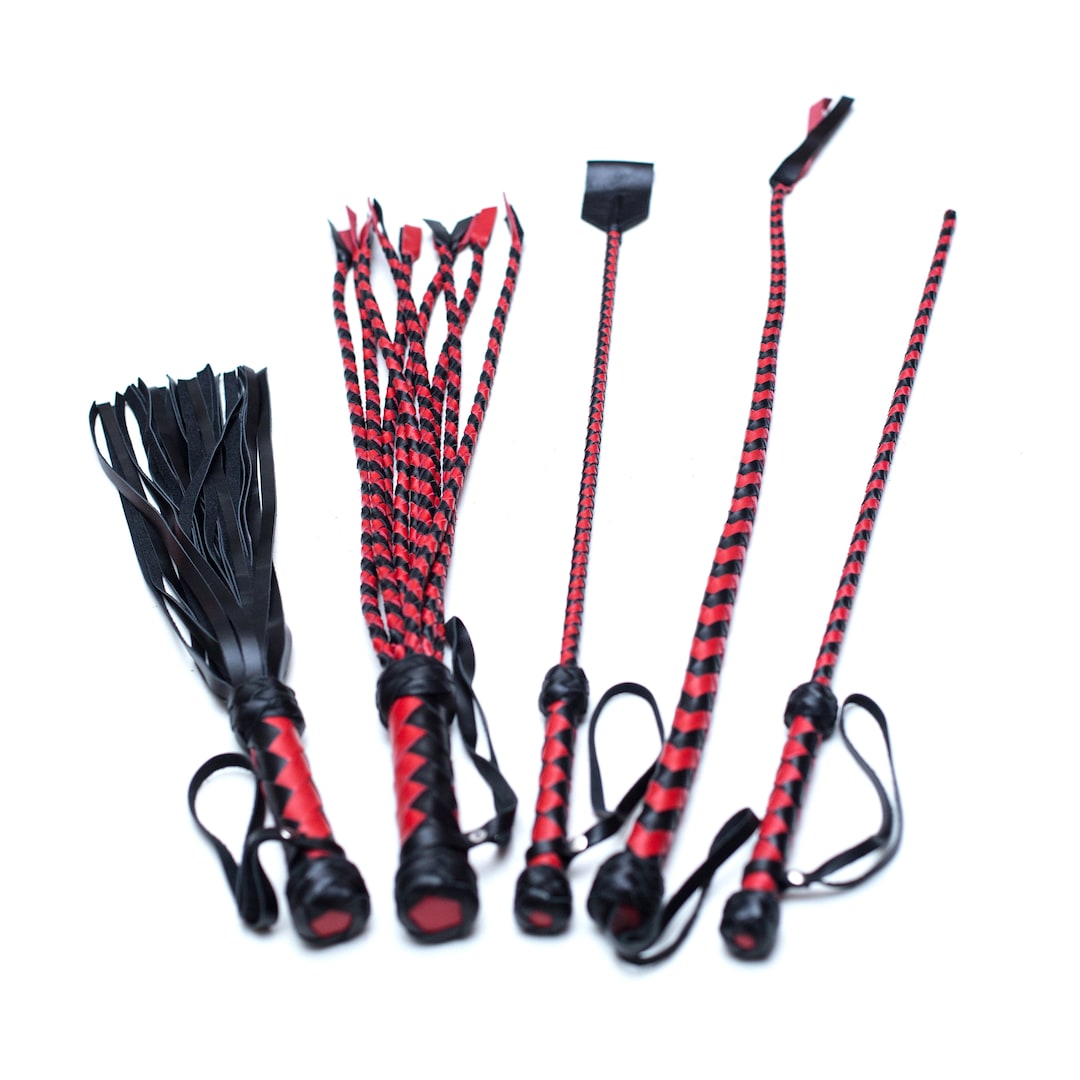 Floggers Kit Real Leather Flogger Set Flog Whip Riding Crop Original