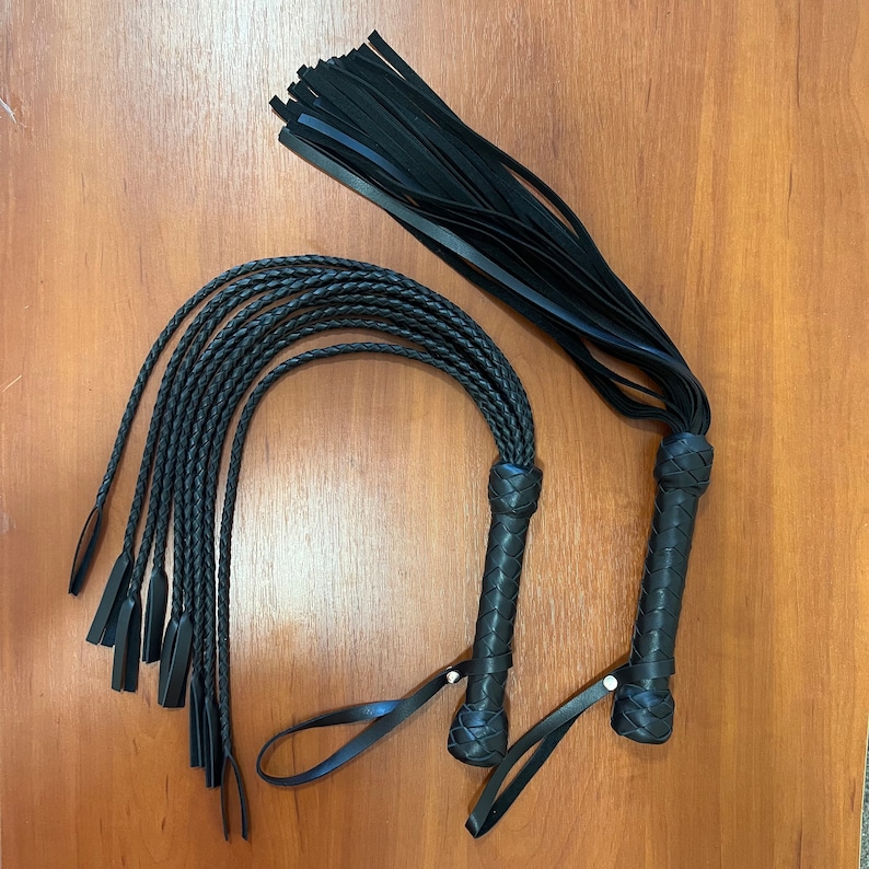 Leather Flogger Kit, Handmade Whips Set, Riding Crop, Real Leather ...