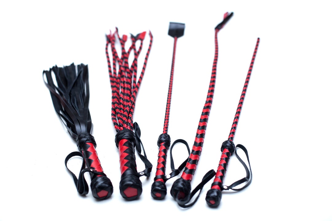 Leather Floggers Kit – Handmade Whips & Riding Crop Set, Halloween ...