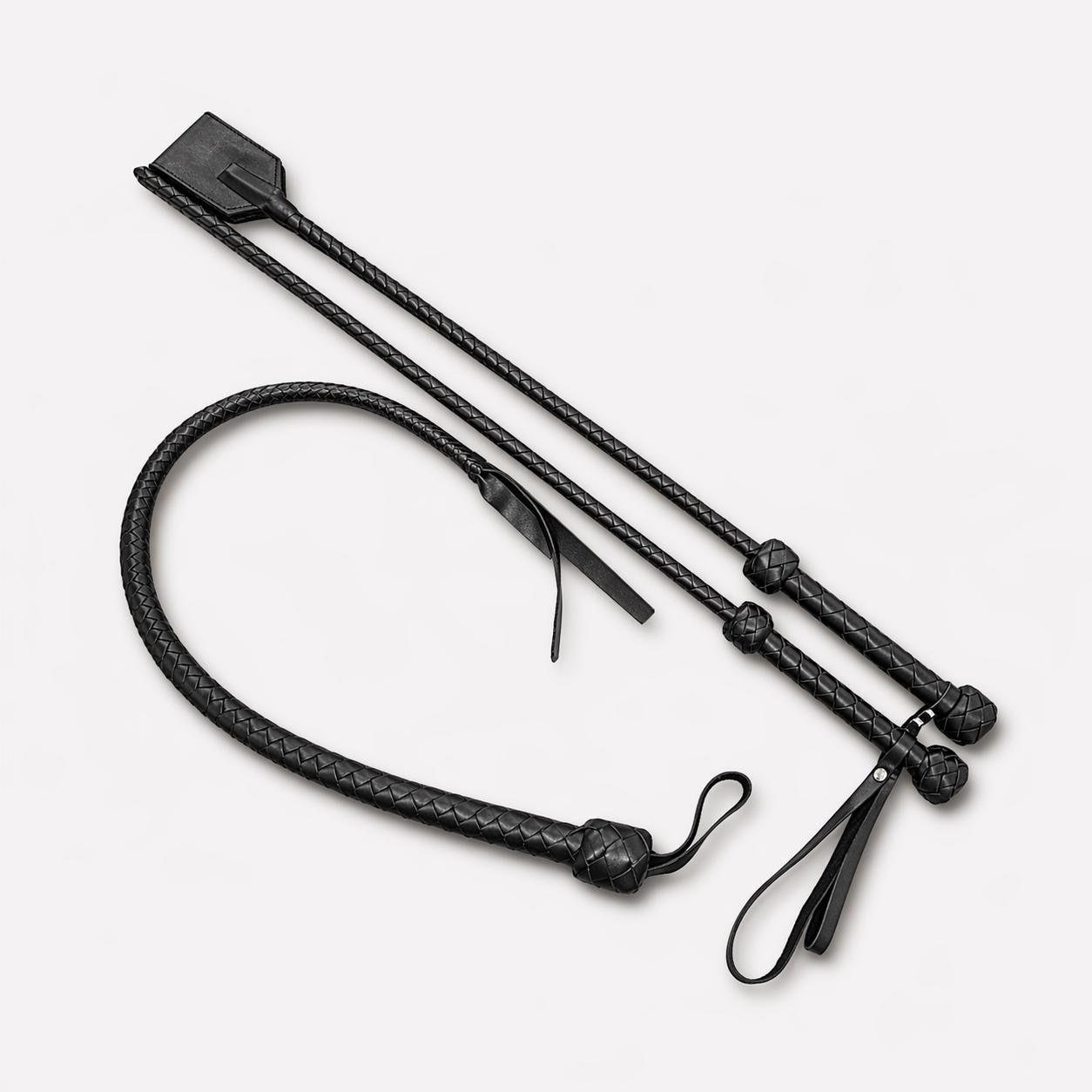 Leather Whip and Flogger Set, Riding Crop Collection, Handmade Leather ...
