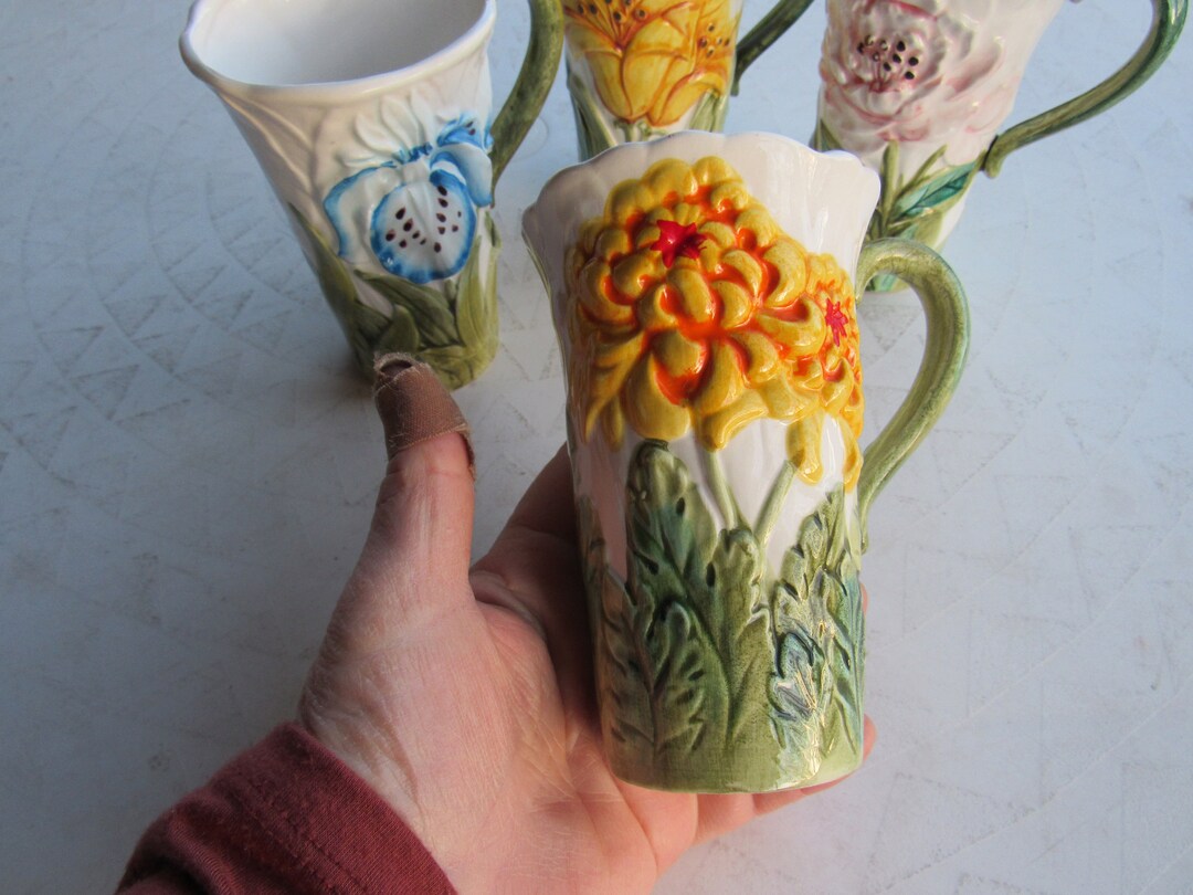 Antique to Vintage Majolica Tall Tea Cups 4 - Etsy