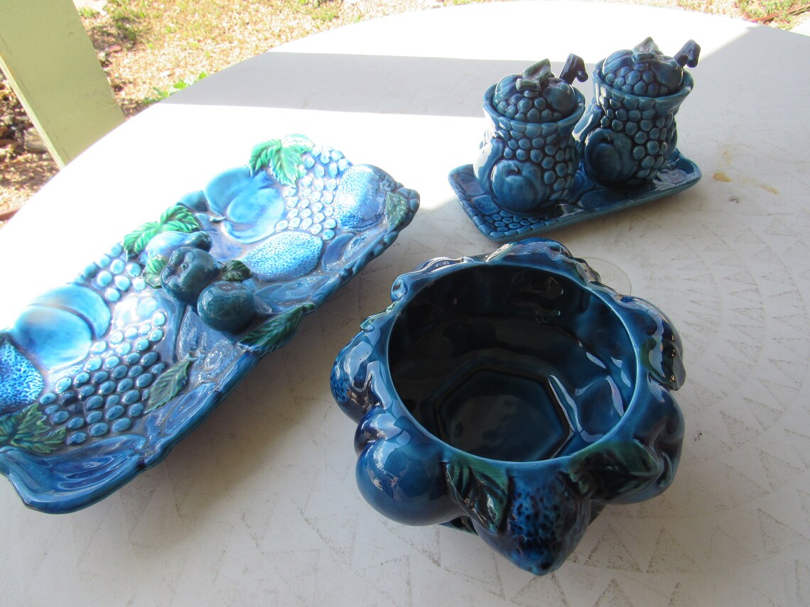 Vintage Blue and Green Fruit INARCO Japanese Ceramics | Etsy