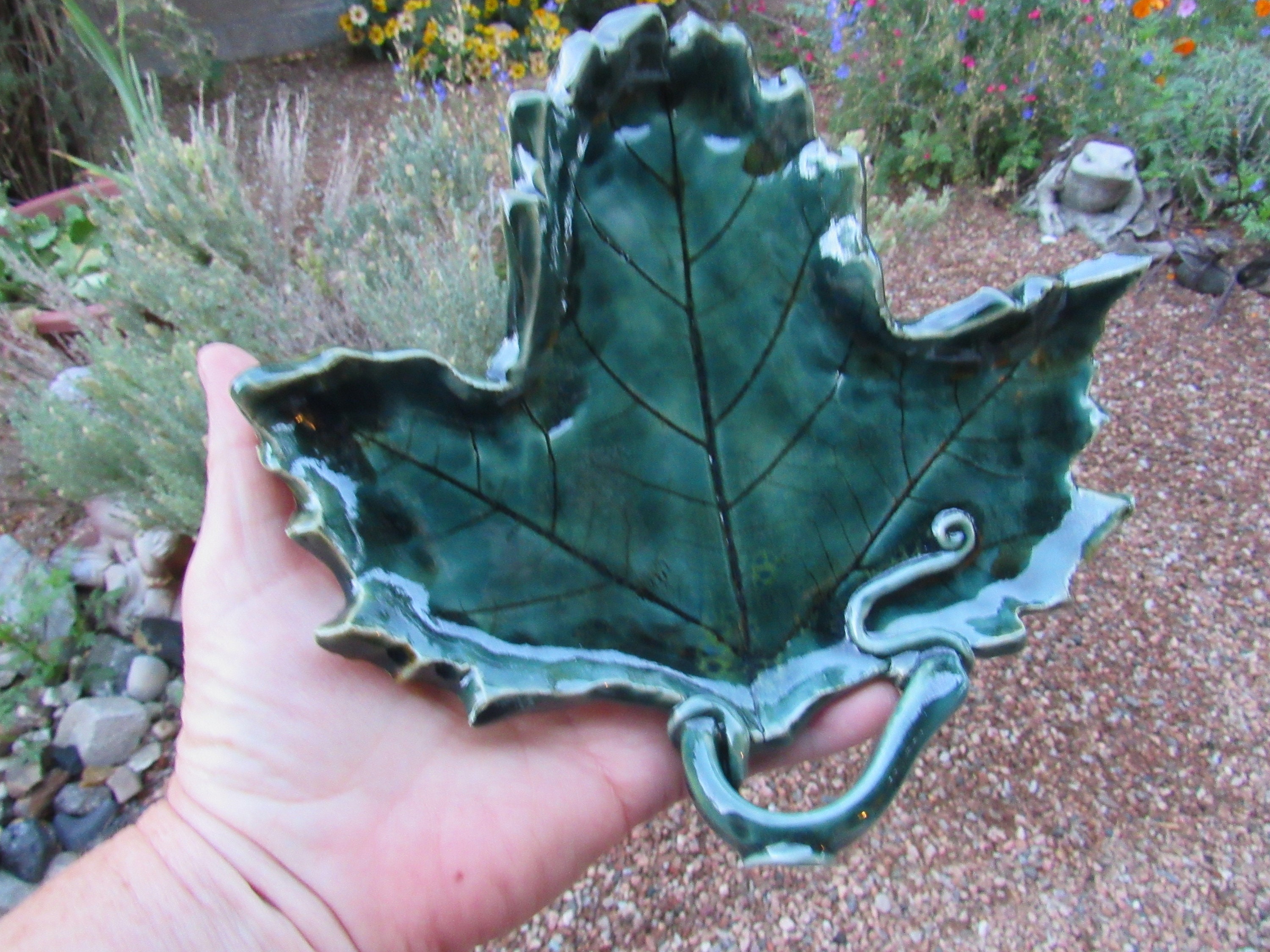 Handmade Green Ceramic Pottery Leaf Tray | Etsy