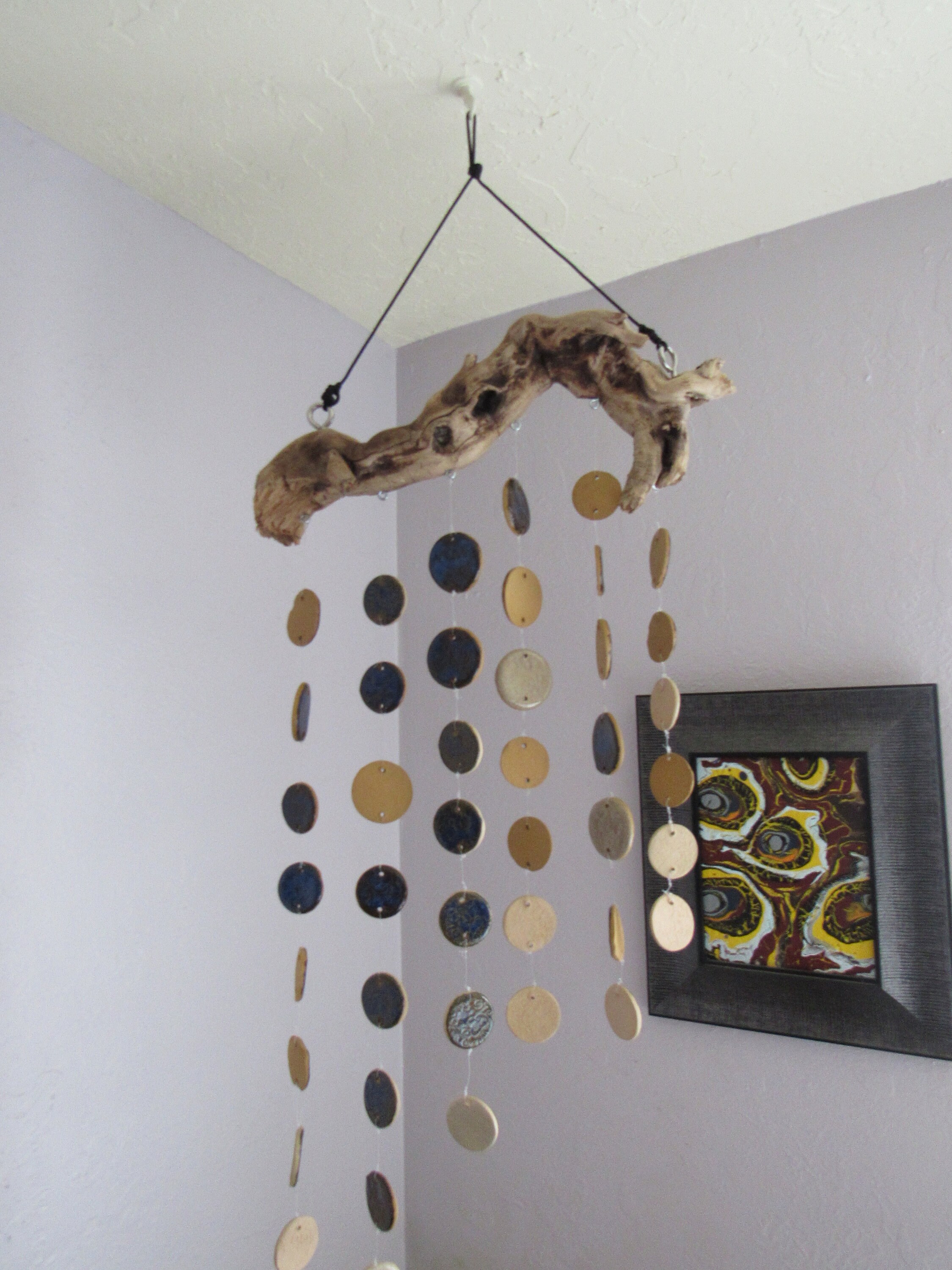 Large Blue and Brown Ceramic Mobile Wall Hanging Handmade - Etsy