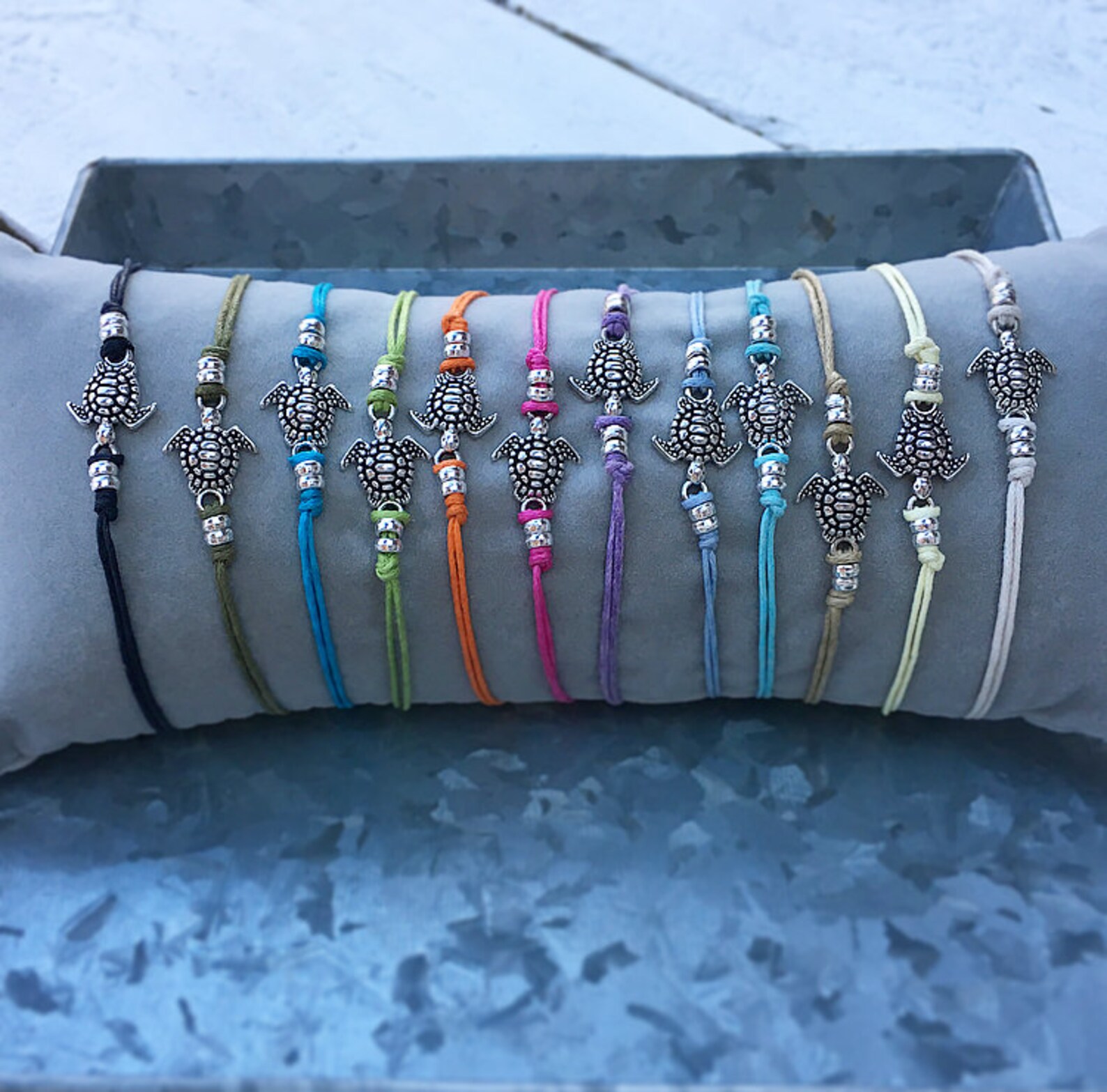 Turquoise Sea Turtle Ankle Bracelet Silver Beaded Anklet - Etsy