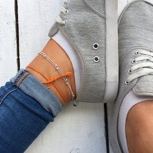 Orange Sea Turtle Ankle Bracelet, Silver Beaded Anklet, Cute Anklet ...