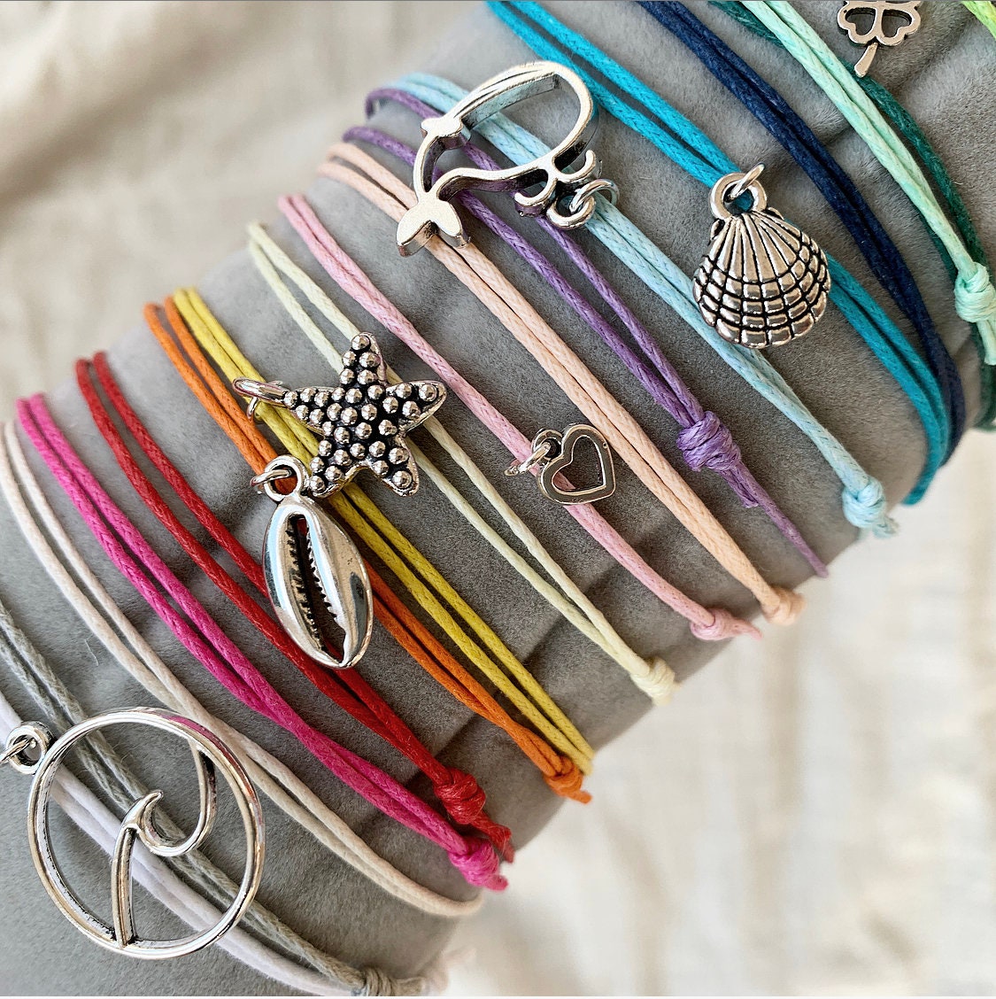 Choose Your Colour Wave Anklet Adjustable Cord Anklet Charm - Etsy