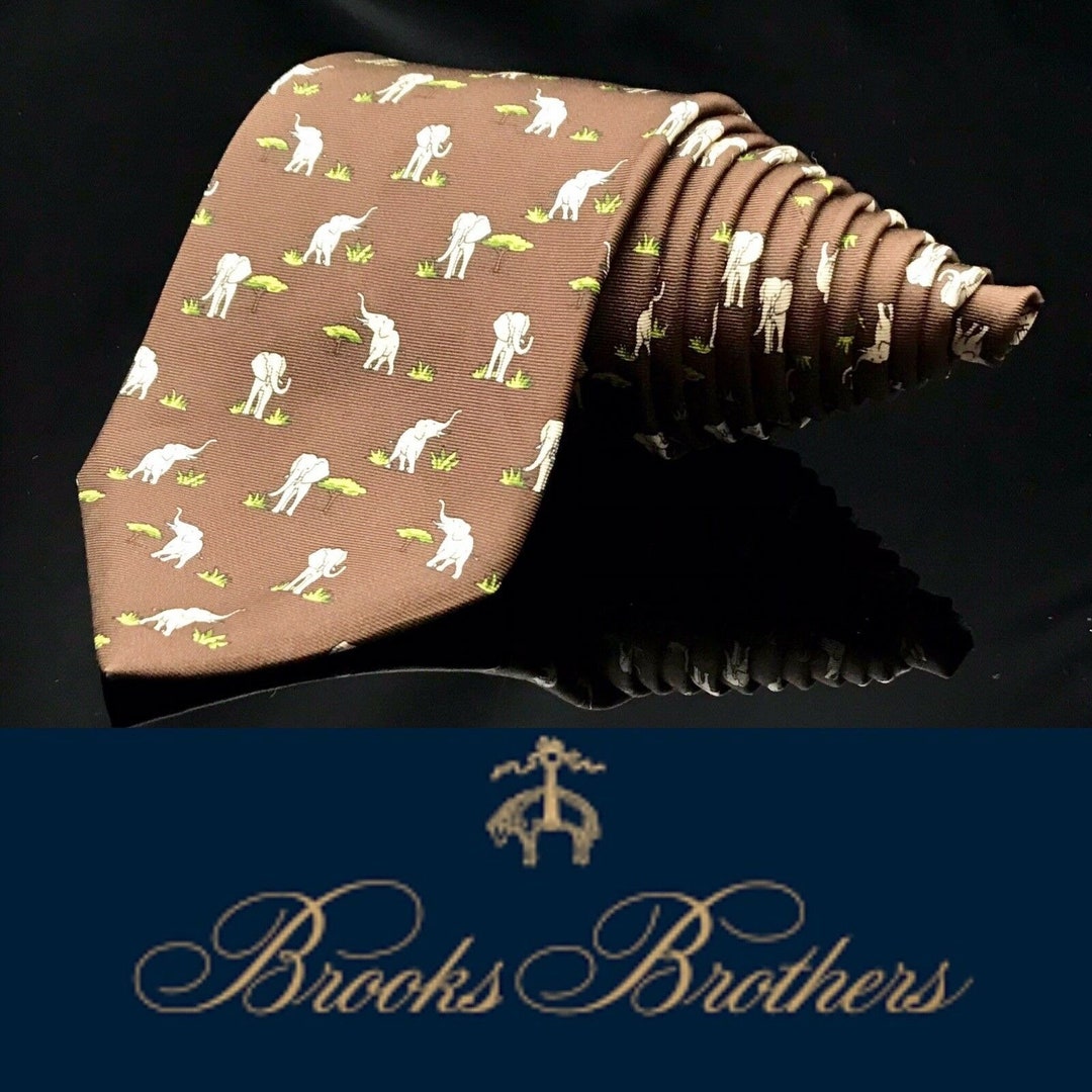 Brooks Brothers Brow Elephants Africa Grassland Animal Elephant Tie - Etsy