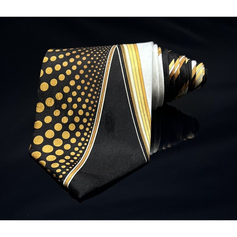 VITALIANO PANCALDI Tie Black Gold Swirl Design - Etsy
