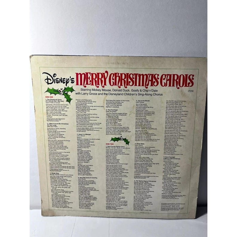 Disney's Merry Christmas Carols. Disneyland Records. - Etsy