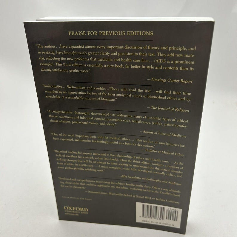 Principles of Biomedical Ethics by Beauchamp, Tom L.; Childress, James ...