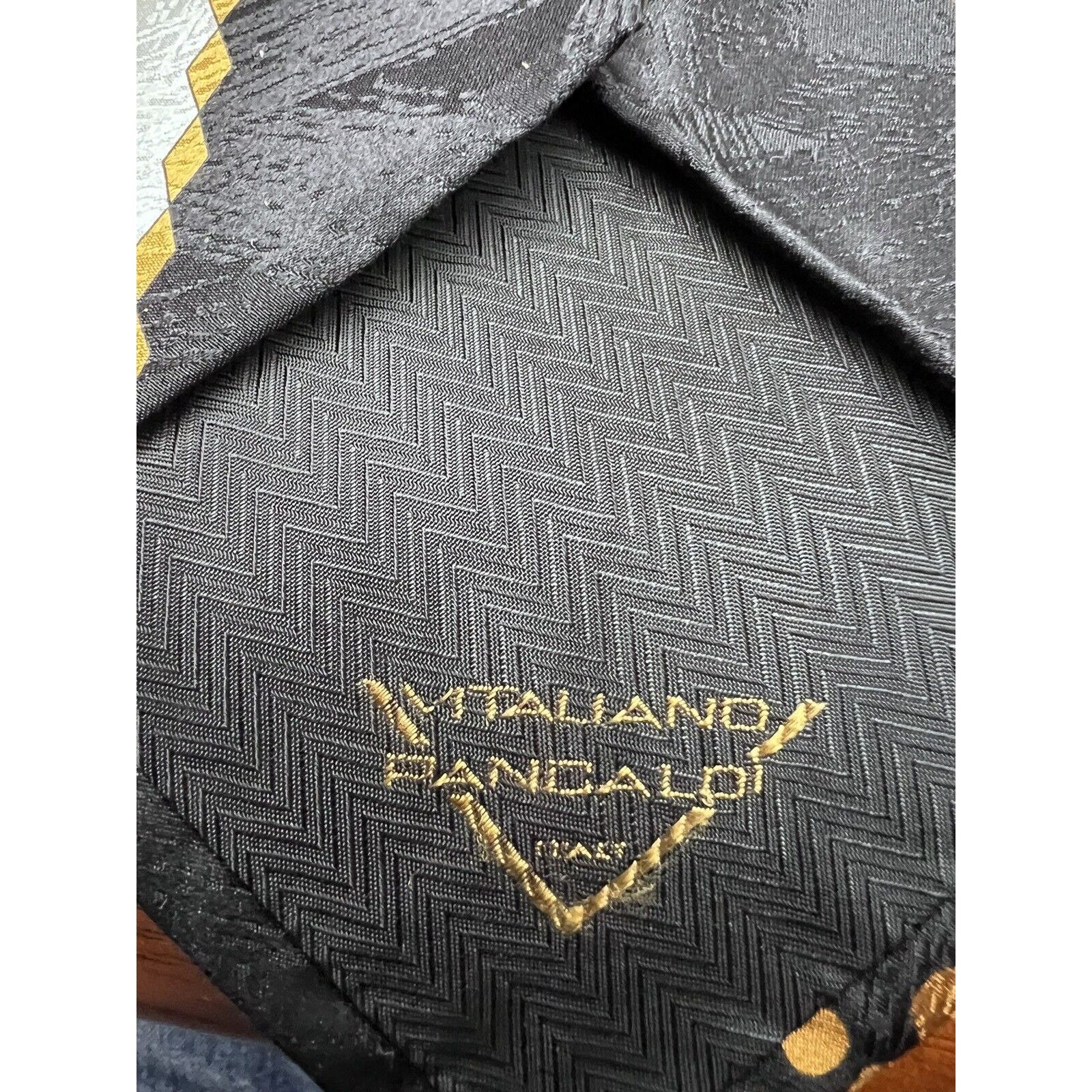 VITALIANO PANCALDI Tie Black Gold Swirl Design - Etsy