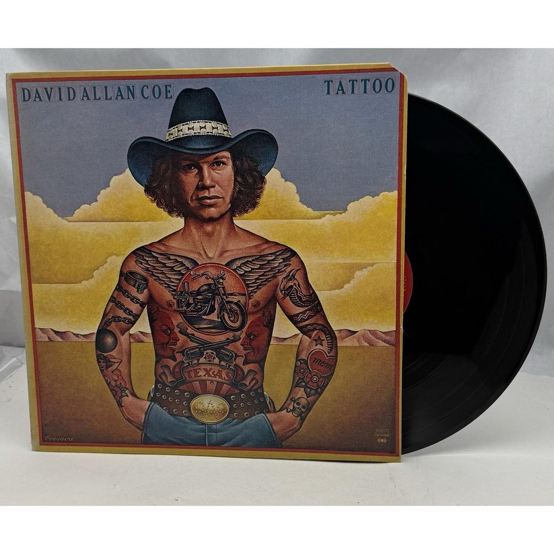 1977 David Allan Coe Tattoo Record Vinyl 33 Rpm 12 Lp Al 34870 Inner