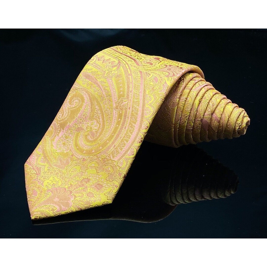Countess Mara Mens Paisley Orange Gold Tie Classic Slim Necktie - Etsy