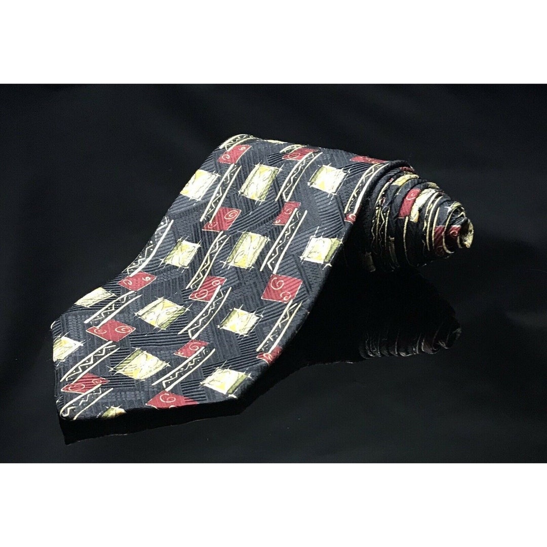 Robert Talbott Best Studio Silk Red Yellow Art USA Dapper Suit Fashion ...