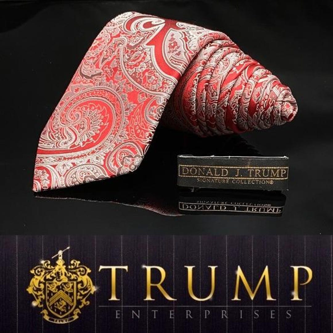 Donald J. Trump~ Signature Collection Bright Red White Paisley NECKTIE ...