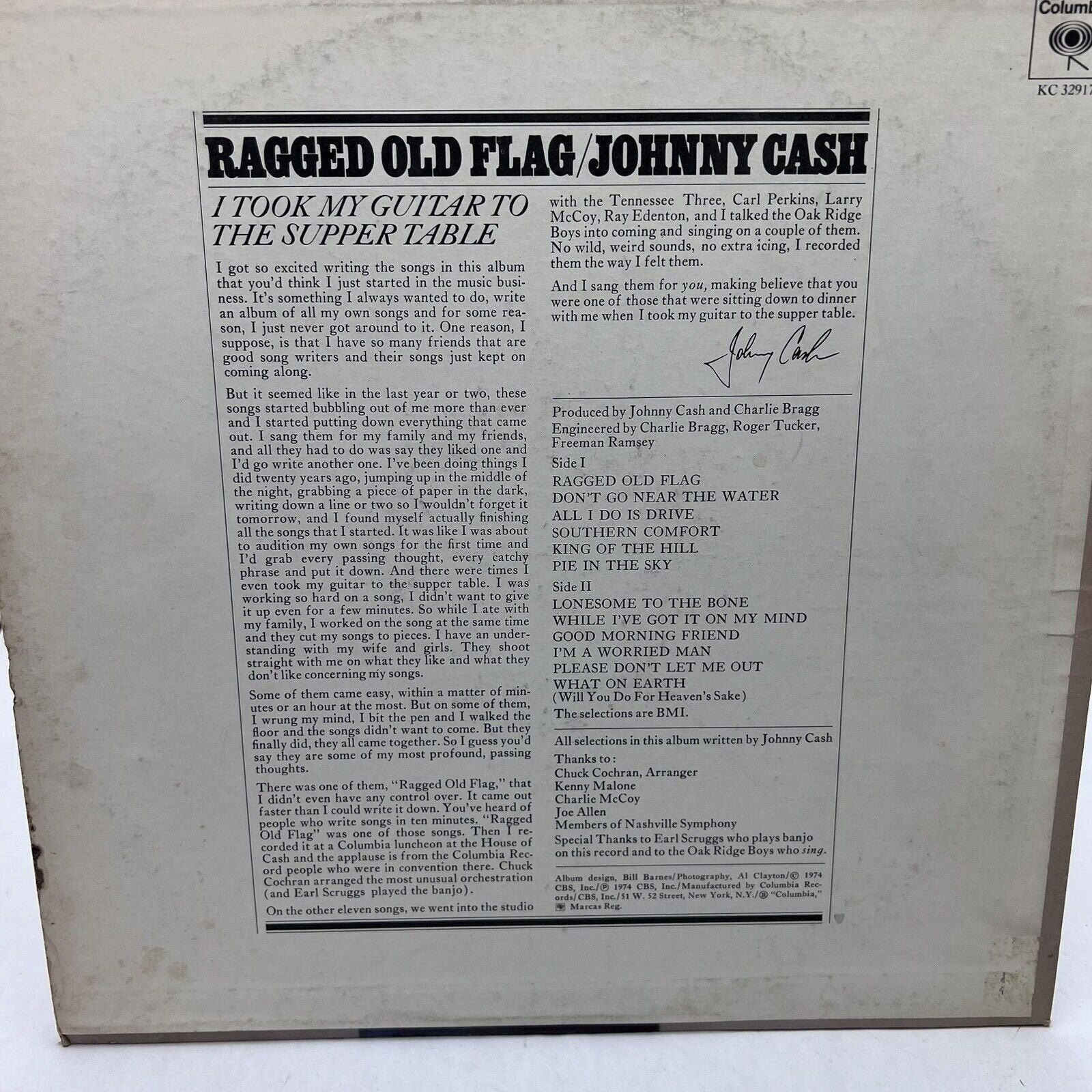 Johnny Cash ragged Old Flag 1974 LP Columbia KC - Etsy