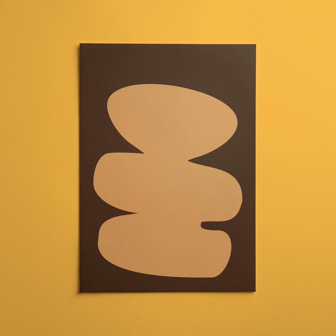 Yellow Brown Shapes Wall Art Print | Minimal Abstract Modern Poster ...