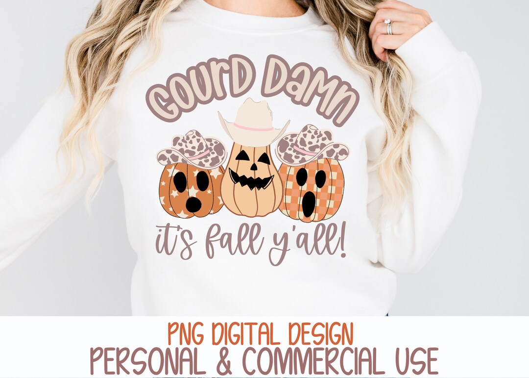 Gourd Damn It's Fall Pumpkin Jackolantern Halloween Cowboy - Etsy