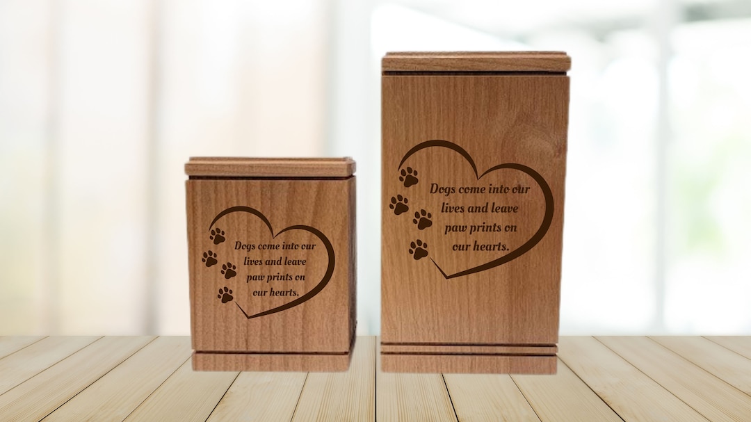 Cremation Pet Urn, Engraved Dog Cat Ashes, Cremate Wood Box, Memorial ...