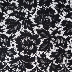 Black Floral Lace Fabric With Scalloped Borders Made in Italy - Etsy