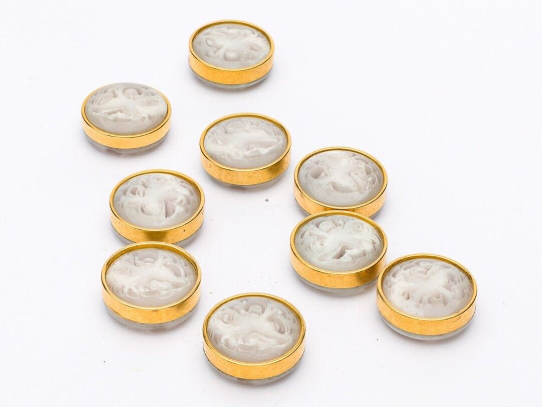 25 Mm Vintage Buttons for Coats and Jackets in White and Gold, Large ...