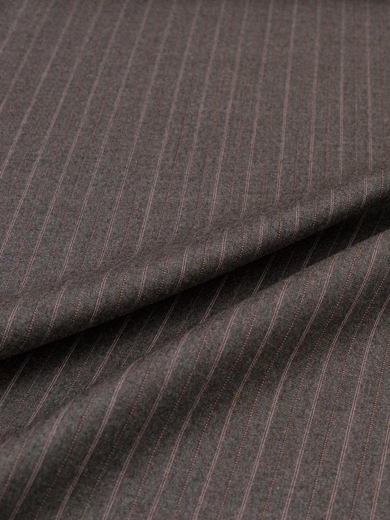 Italian Quality Wool Suiting Fabric With Pink Pinstripes - Etsy
