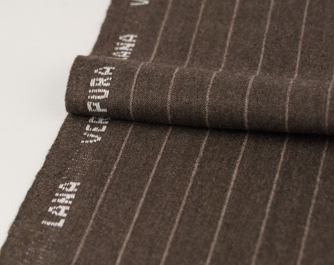 Italian 100 Virgin Wool Suiting Fabric Remnant; Pinstripe Wool Material ...