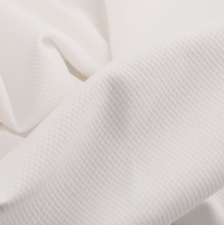 Textured Poly Cotton Pique Fabric Summer Dress Fabric White Cottons by ...