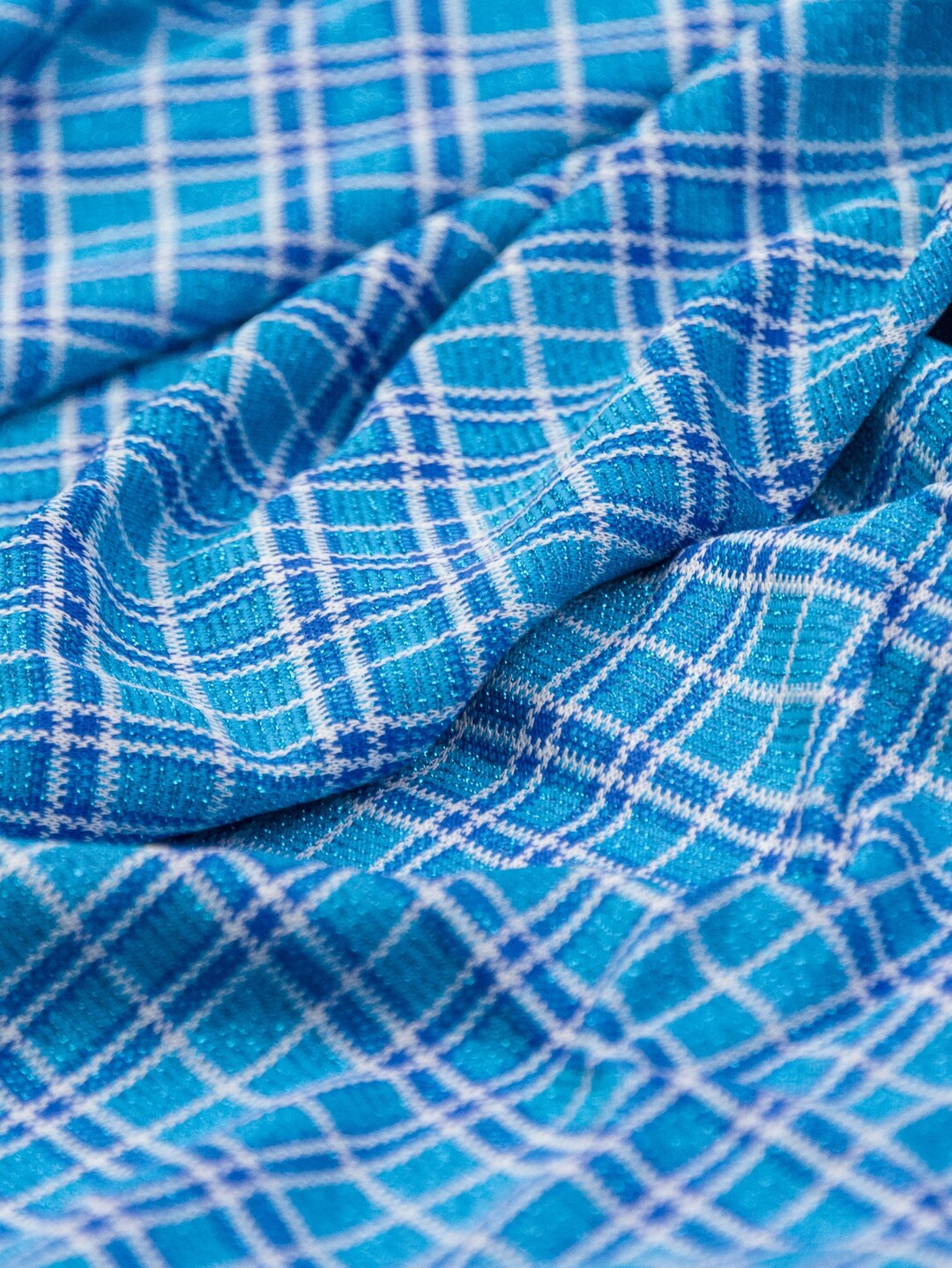 Piqué Jersey Fabric With Tartan Pattern and Glitter Thread - Etsy