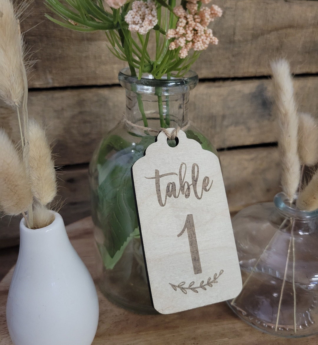 Rustic Wooden Wedding Table Number Tags: Farmhouse Decor - Etsy