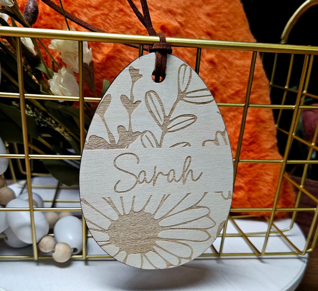 Easter Basket Name Tag // Custom Wooden Name Tag // Easter Egg Tag ...