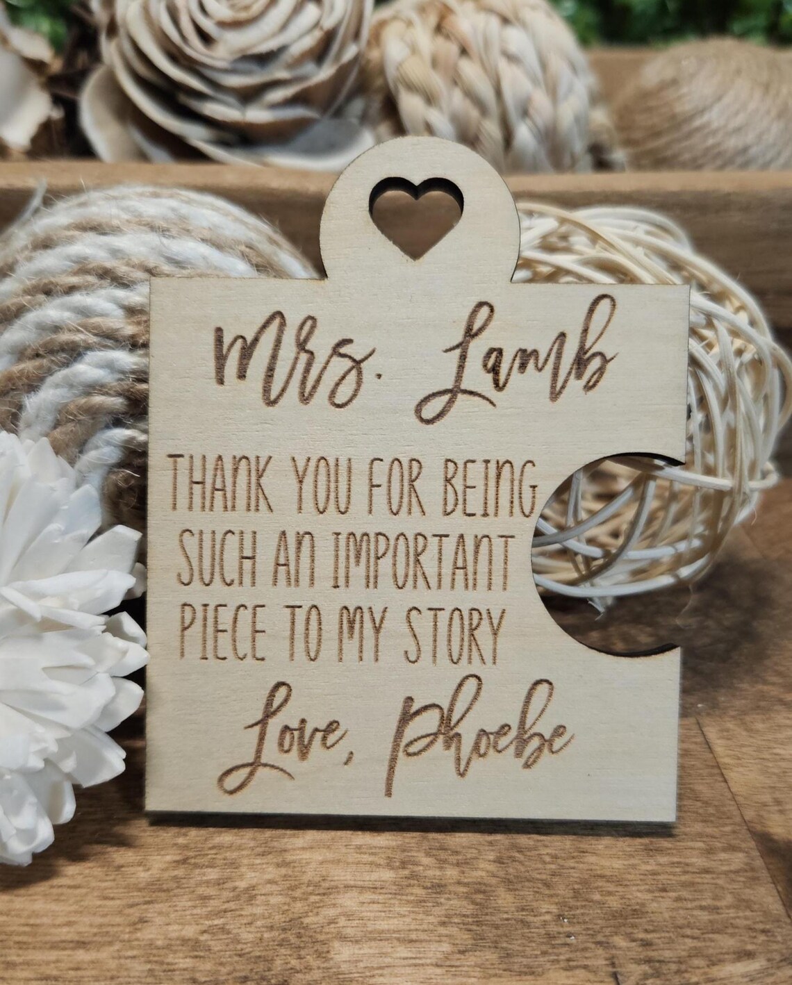 Personalized Teacher Appreciation Magnet: Laser Engraved Wood Puzzle ...